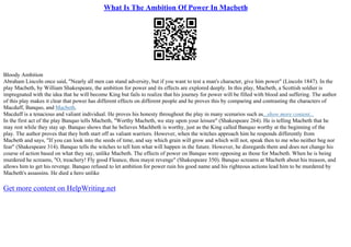 Desire For Power In Macbeth | PPT