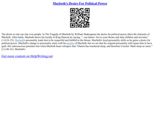 Desire For Power In Macbeth | PPT