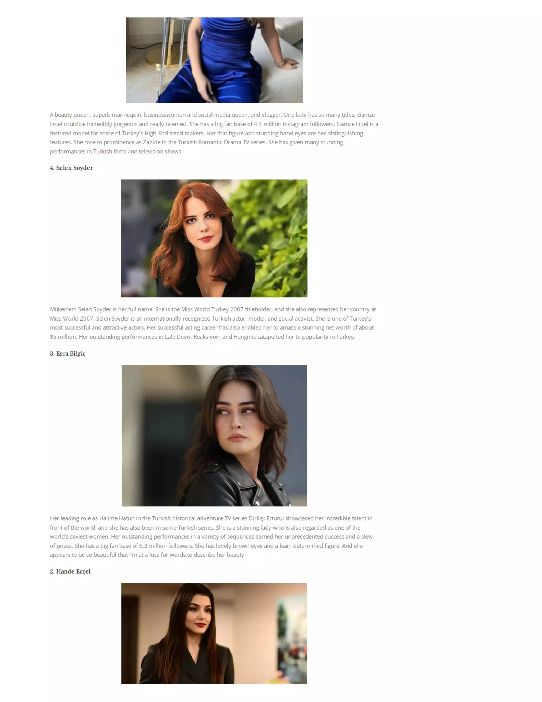 Top 10 most beautiful Turkish actresses and models | PDF