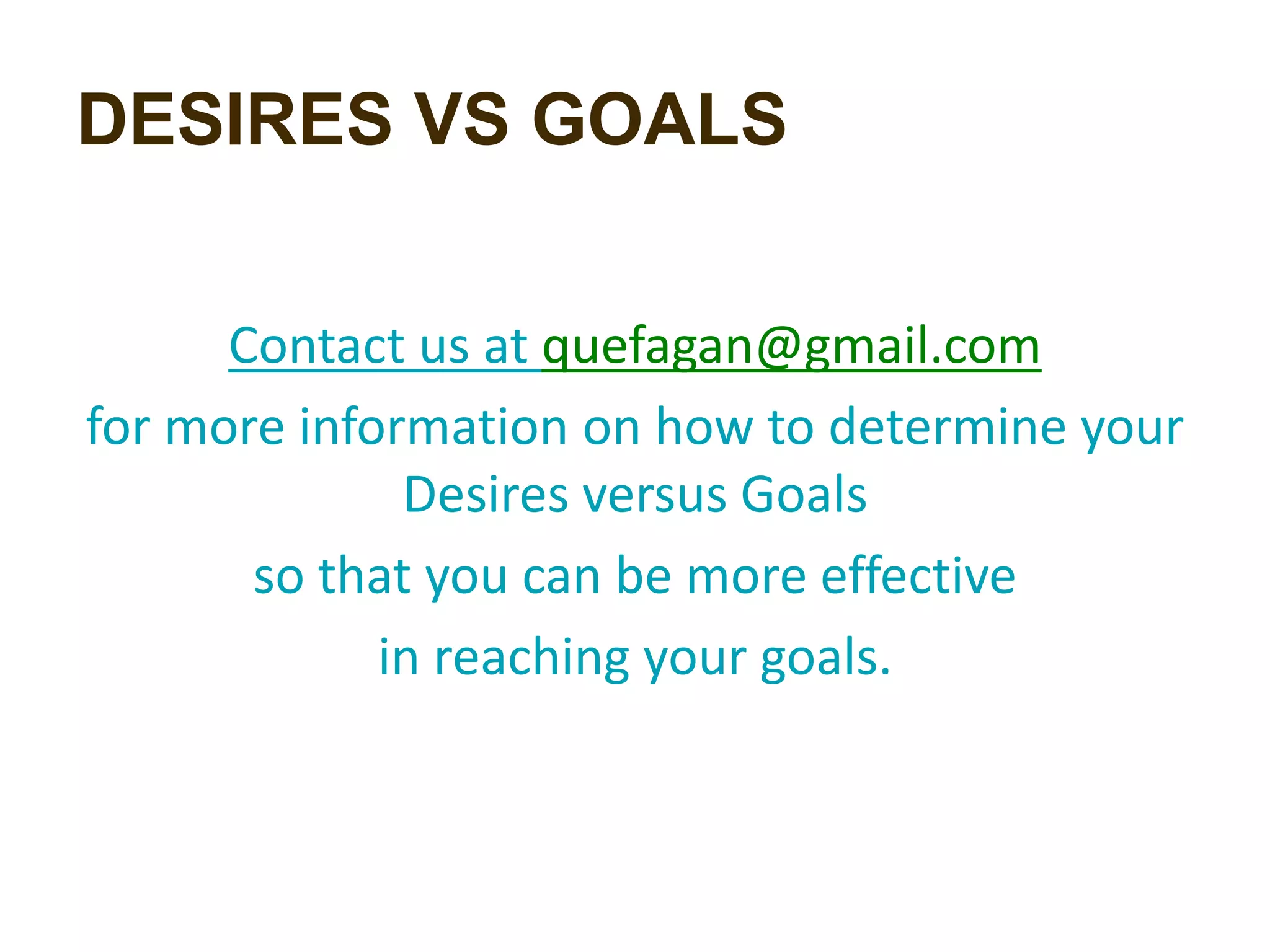 Goals vs Desires | PPTX