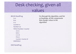 Desk Chekcing Algorithms | PPT
