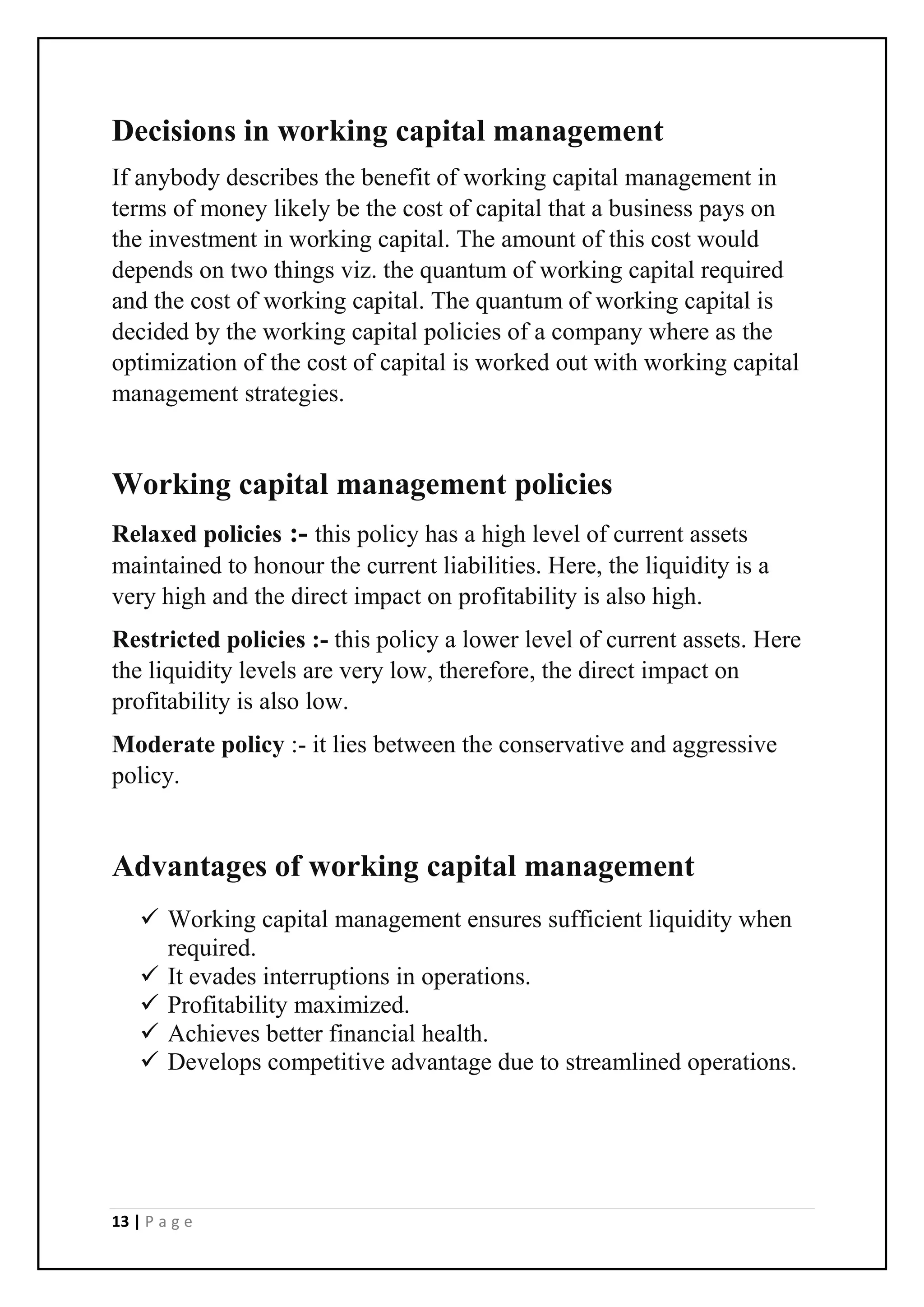 Working Capital Management | PDF