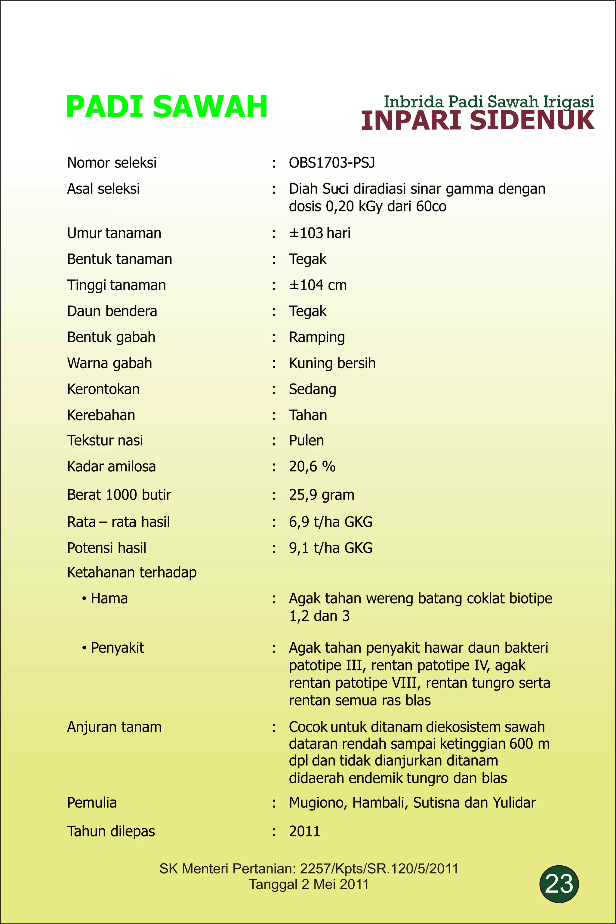Deskripsi Varietas Padi 2016 | PDF