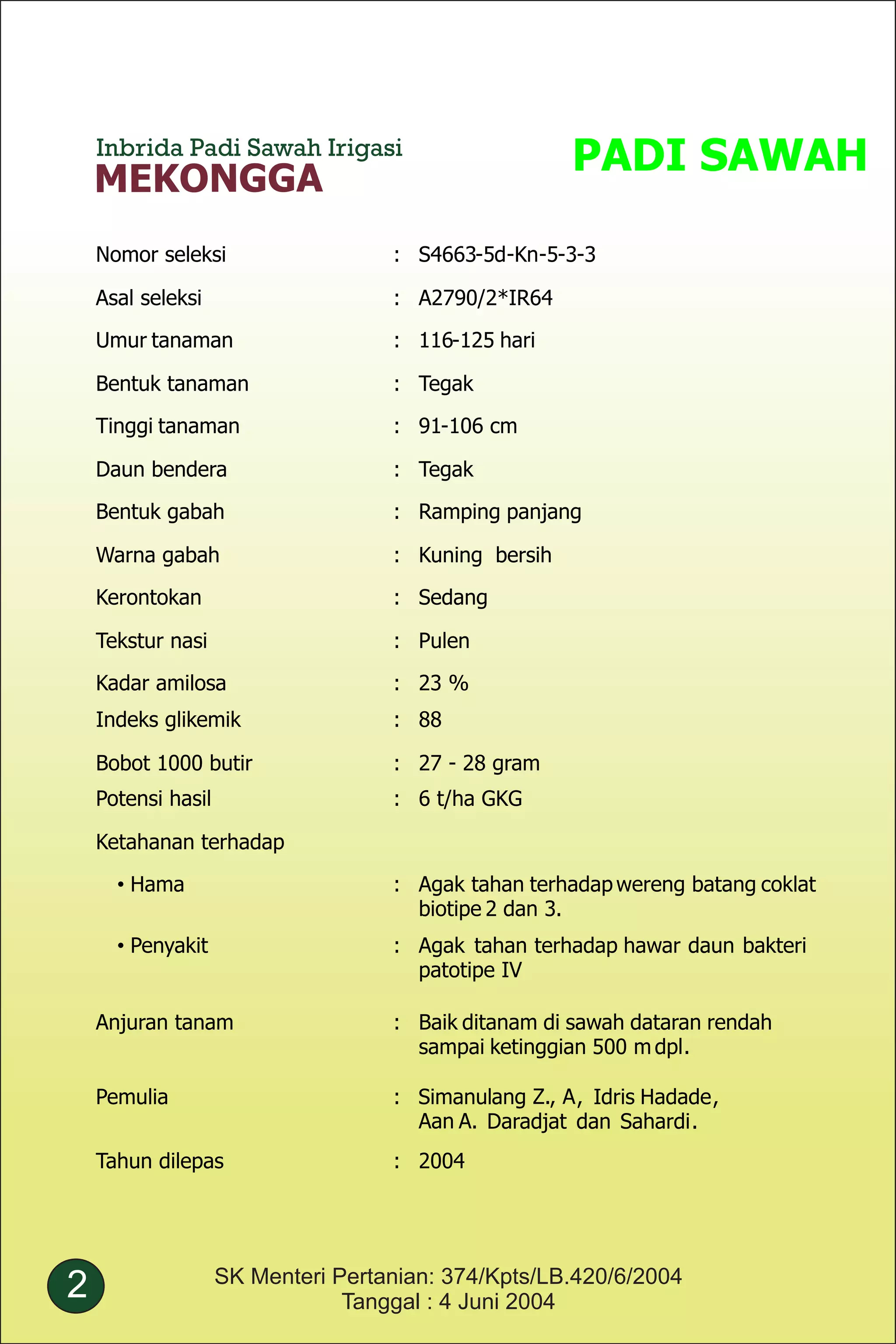 Deskripsi Varietas Padi 2016 | PDF