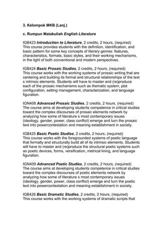 Deskripsi matakuliah pend. bhs inggris | DOCX