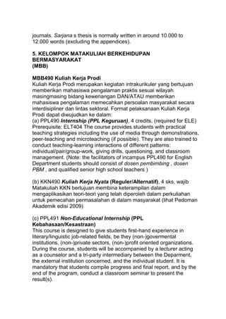 Deskripsi matakuliah pend. bhs inggris | DOCX