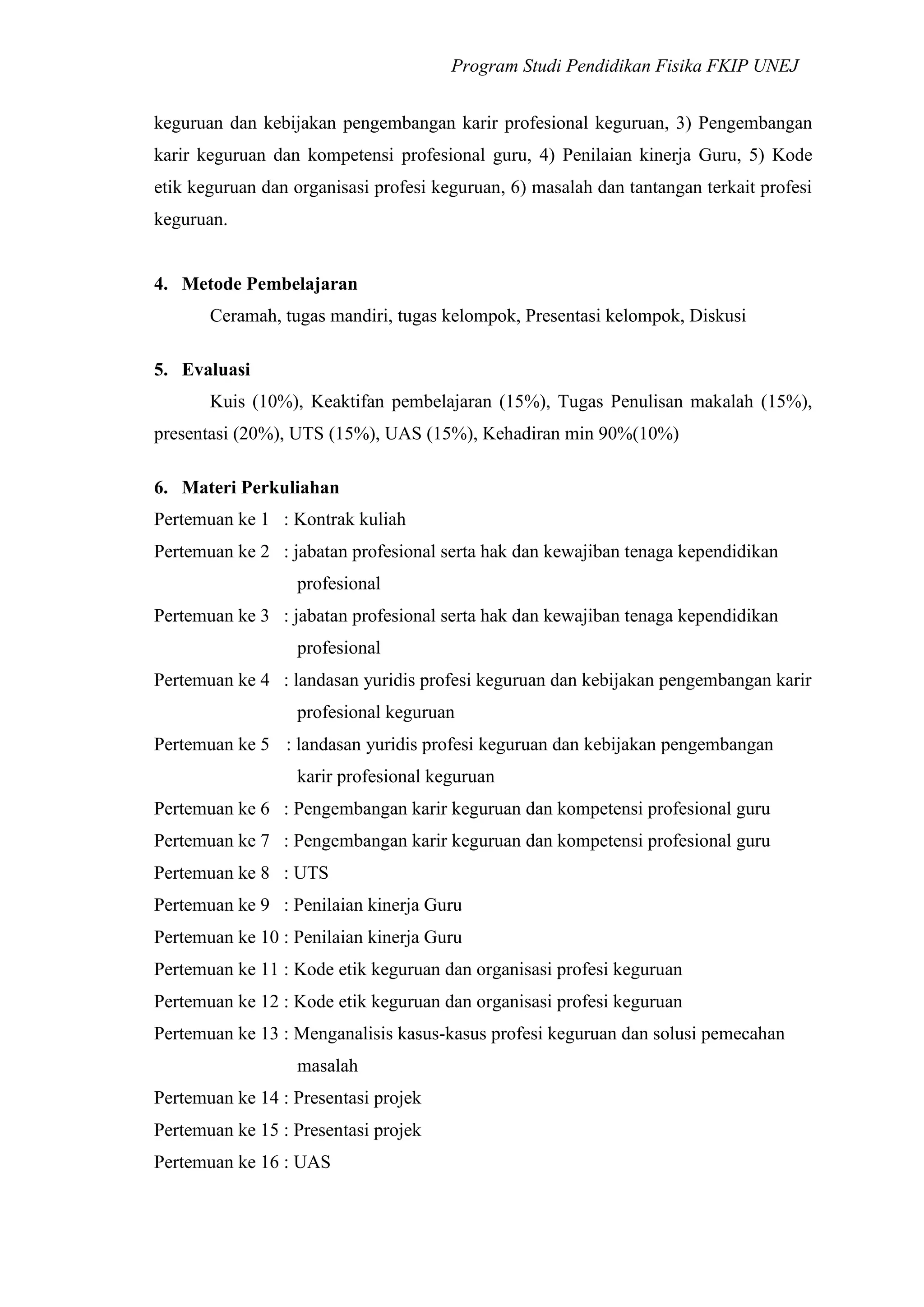 Deskripsi profesi kependidikan kelas C (UNEJ) | DOCX