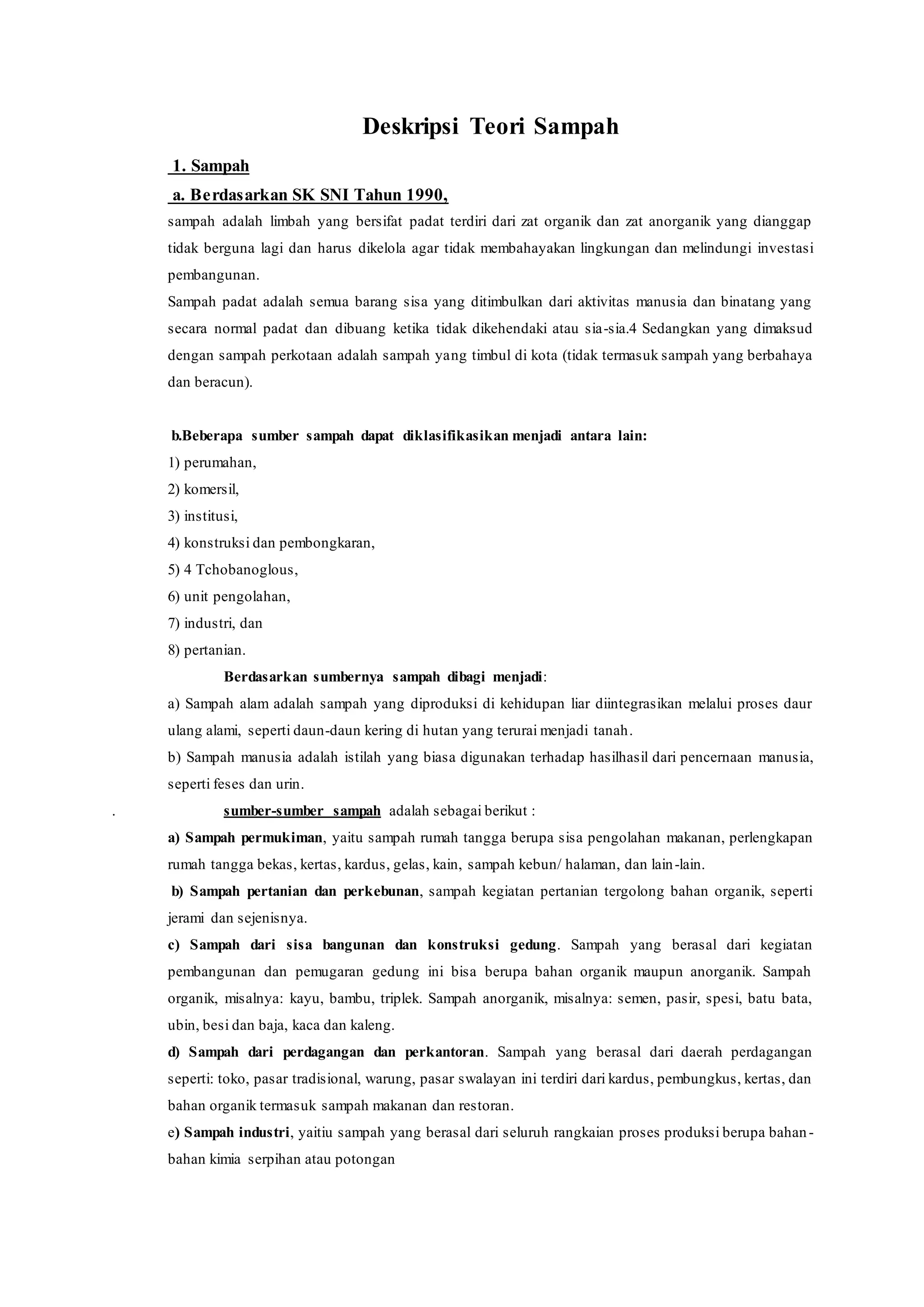 Deskripsi teori sampah | DOCX