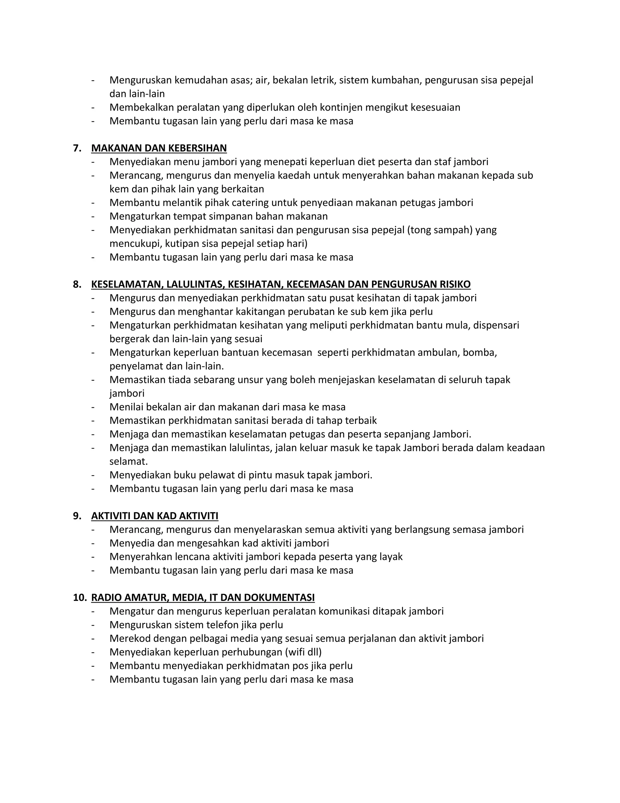 Deskripsi tugas jawatankuasa pelaksana jambori | PDF