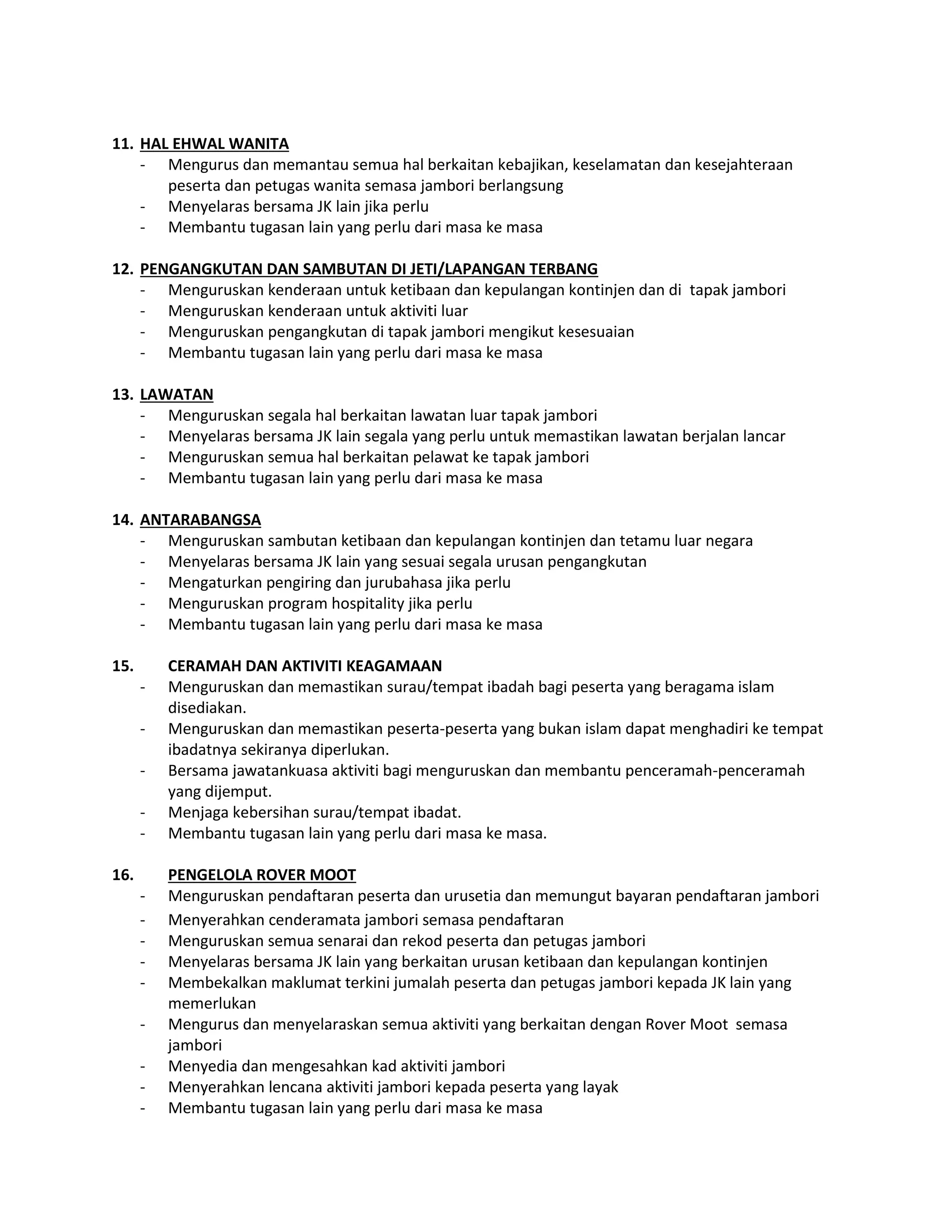 Deskripsi tugas jawatankuasa pelaksana jambori | PDF