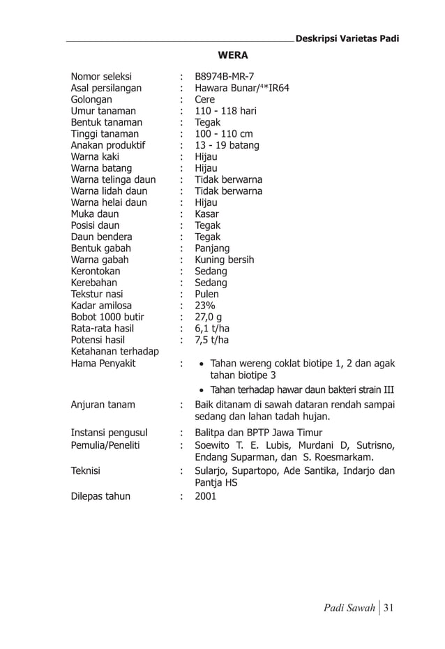 Deskripsi varietas padi 2009 | PDF