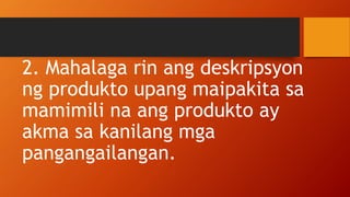 Deskripsyon ng produkto | PPTX