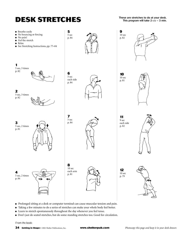 Desk stretches | PDF | Fitness and Exercise | Healthy Living