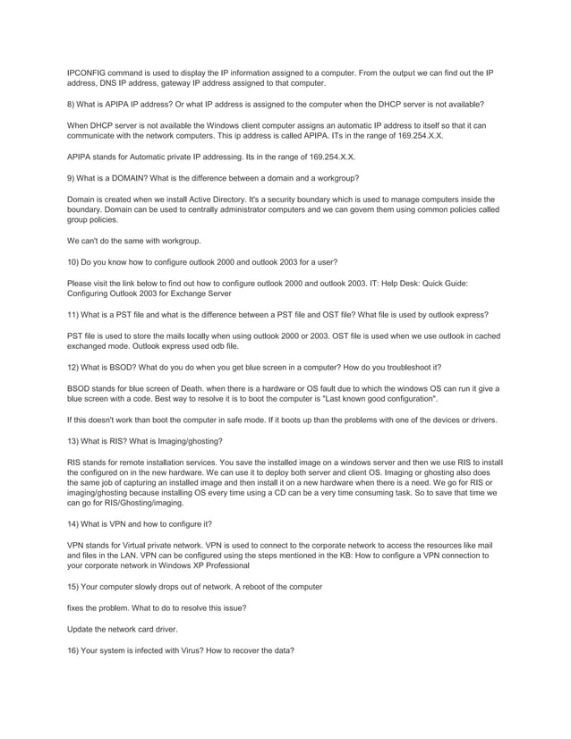 Desktop interview qestions & answer | PDF