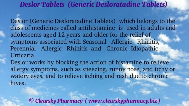 Deslor Tablets (Generic Desloratadine Tablets) | PDF