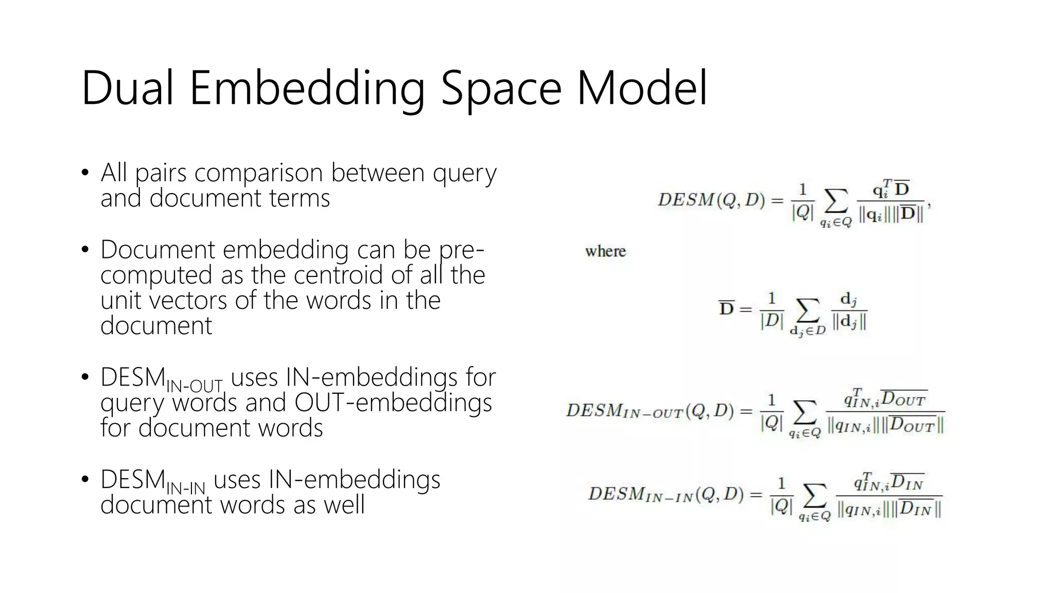 Dual Embedding Space Model (DESM) | PPTX