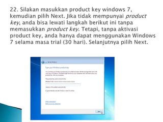 langkah-langkah menginstal windows 7 | PPTX