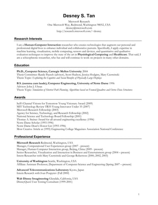 Desney S Tan Curriculum Vitae | DOCX | Computing | Technology & Computing