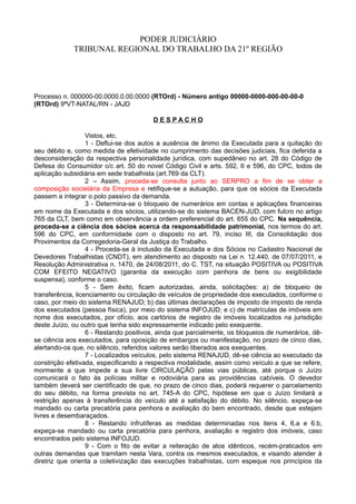 Despacho modelo padrão para execução Brasilia Advogados Juíza ELIZABETH ...
