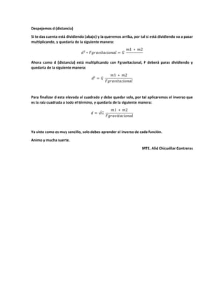 Despeje de fórmulas | DOCX