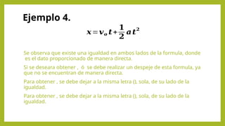 Despejes en formulas sencillas de Física | PPTX