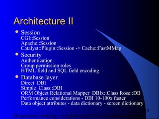 Desperately seeking a lightweight Perl framework | PPT | Web Development | Internet