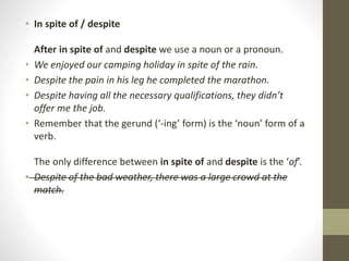 Despite, in spite of, although | PPTX