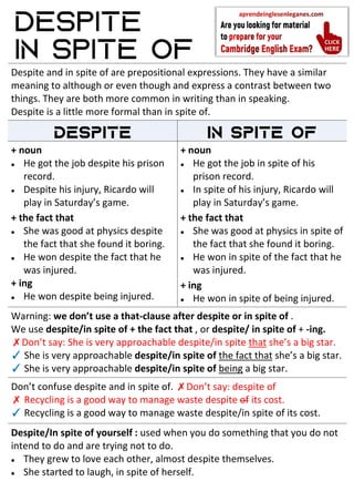 DESPITE vs IN SPITE OF