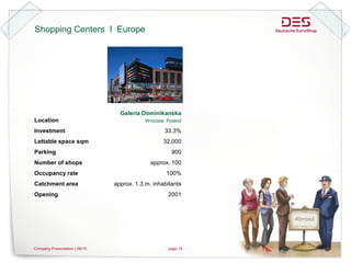 Deutsche EuroShop | Company Presentation | 08/10 | PPT