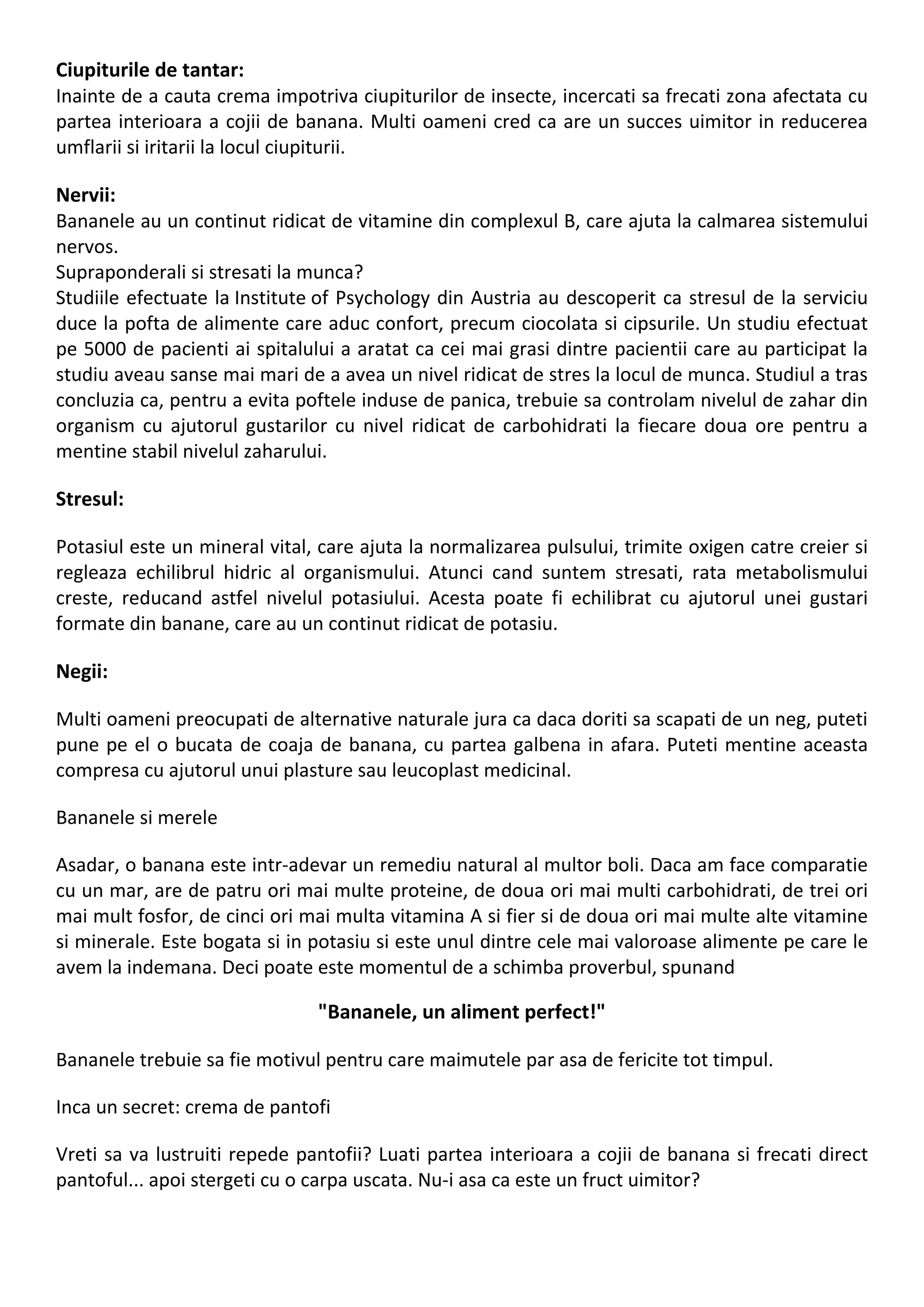 Despre banane nuci-orz-verde | PDF