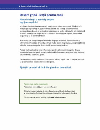 Despre gripă - lecții pentru copii | PDF