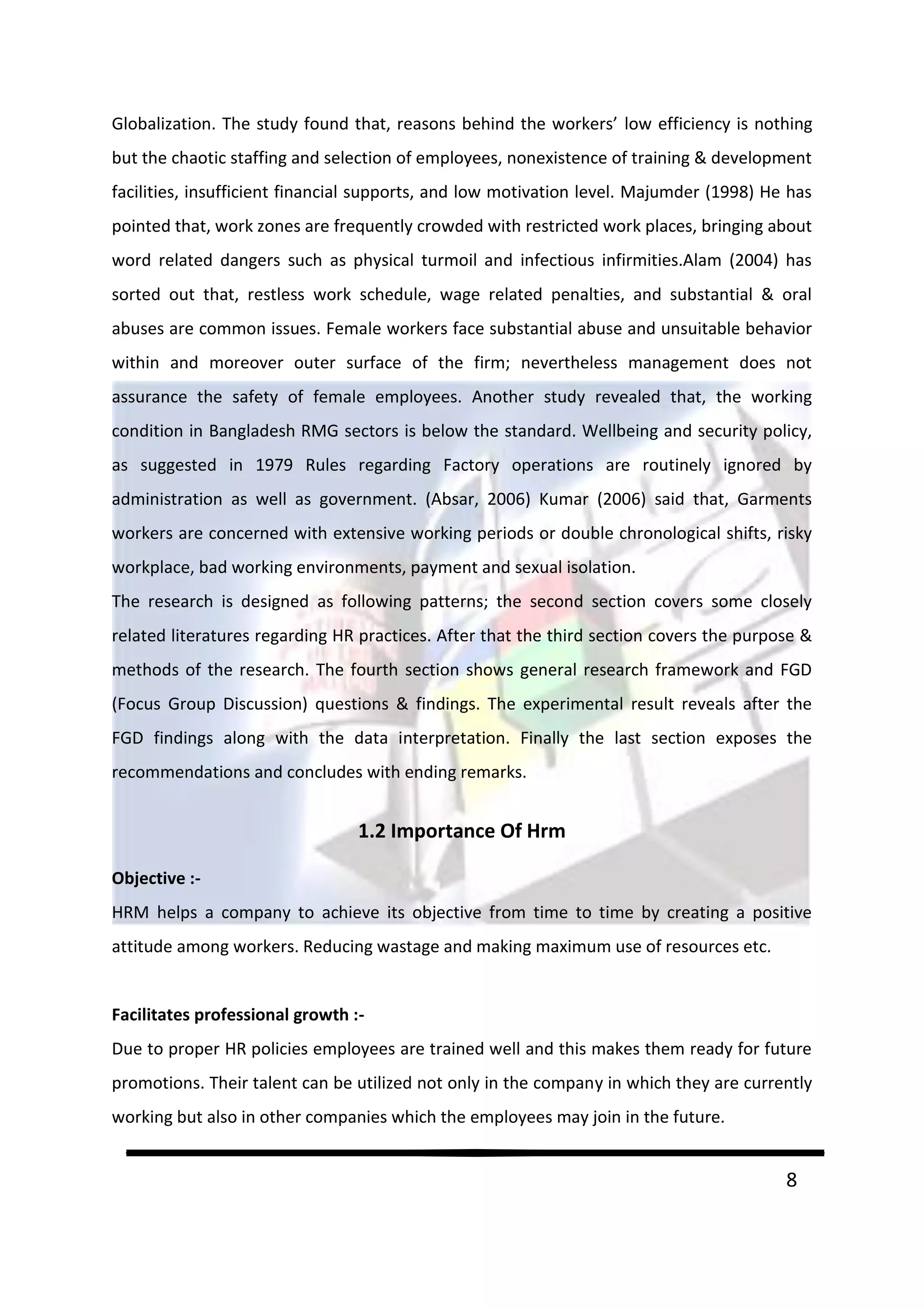 Dissertation on" Human resource management practice in rmg sector in ...