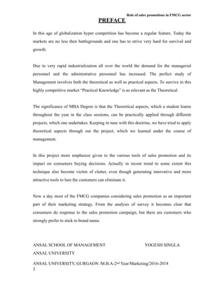 “ROLE OF SALES PROMOTION ON FMCG” | PDF