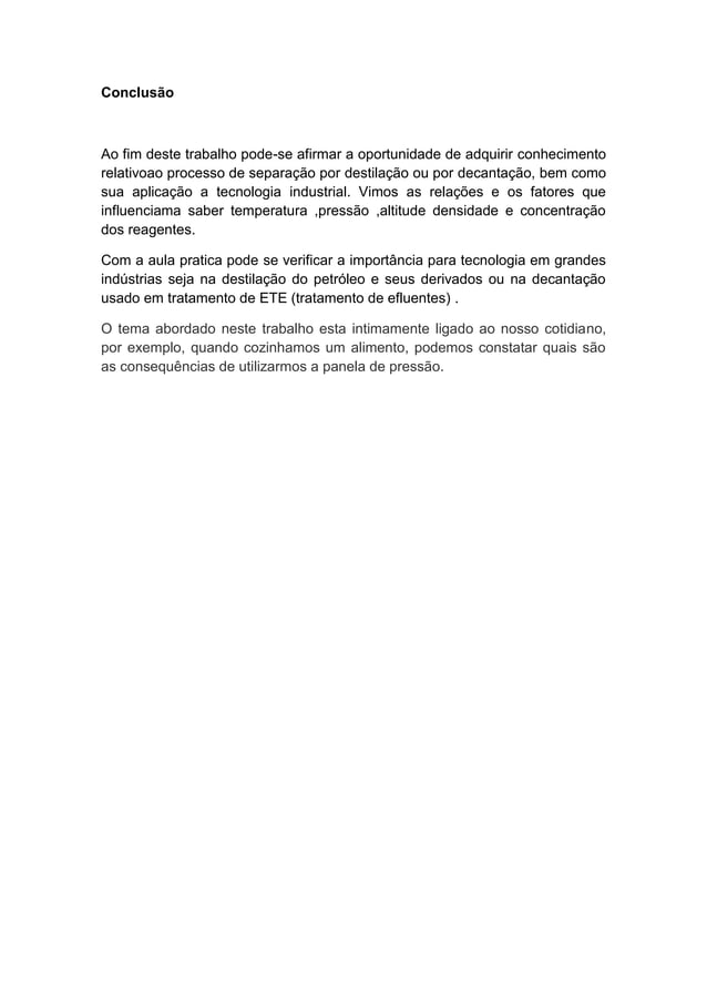 Destilação fracionada e separação de misturas heterogenias | DOCX