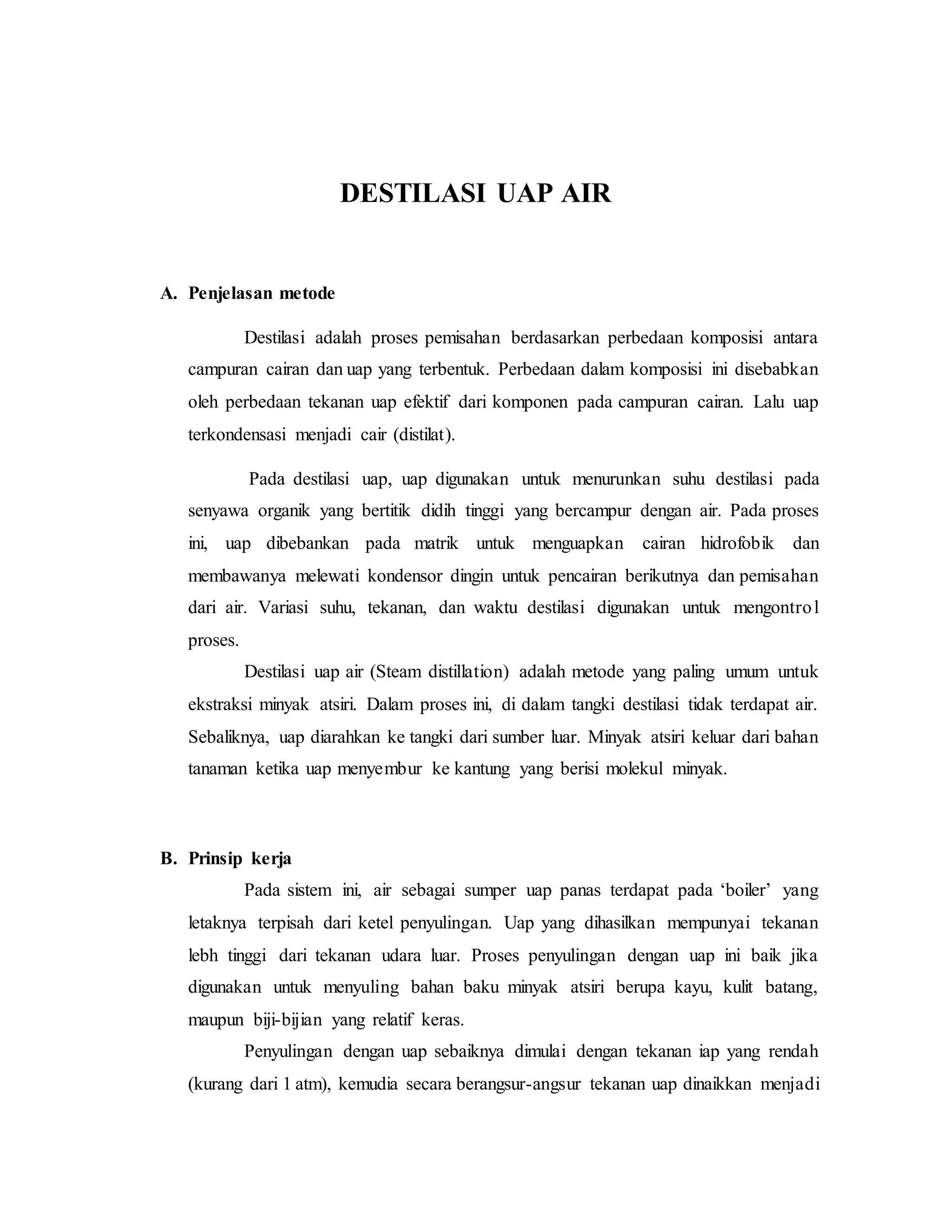 Destilasi uap air(1) | DOCX