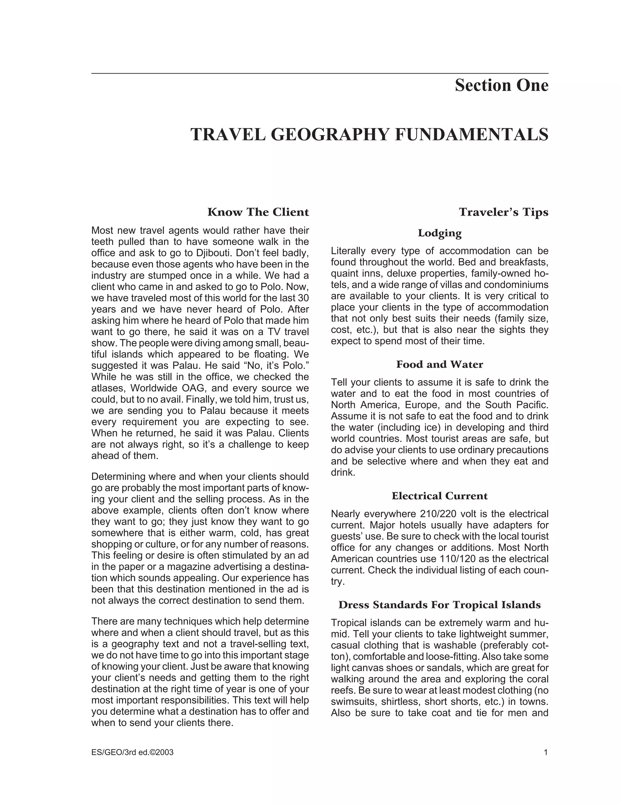 Destination geography for travel and tourism | PDF