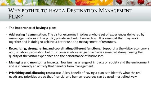 Destination management planning