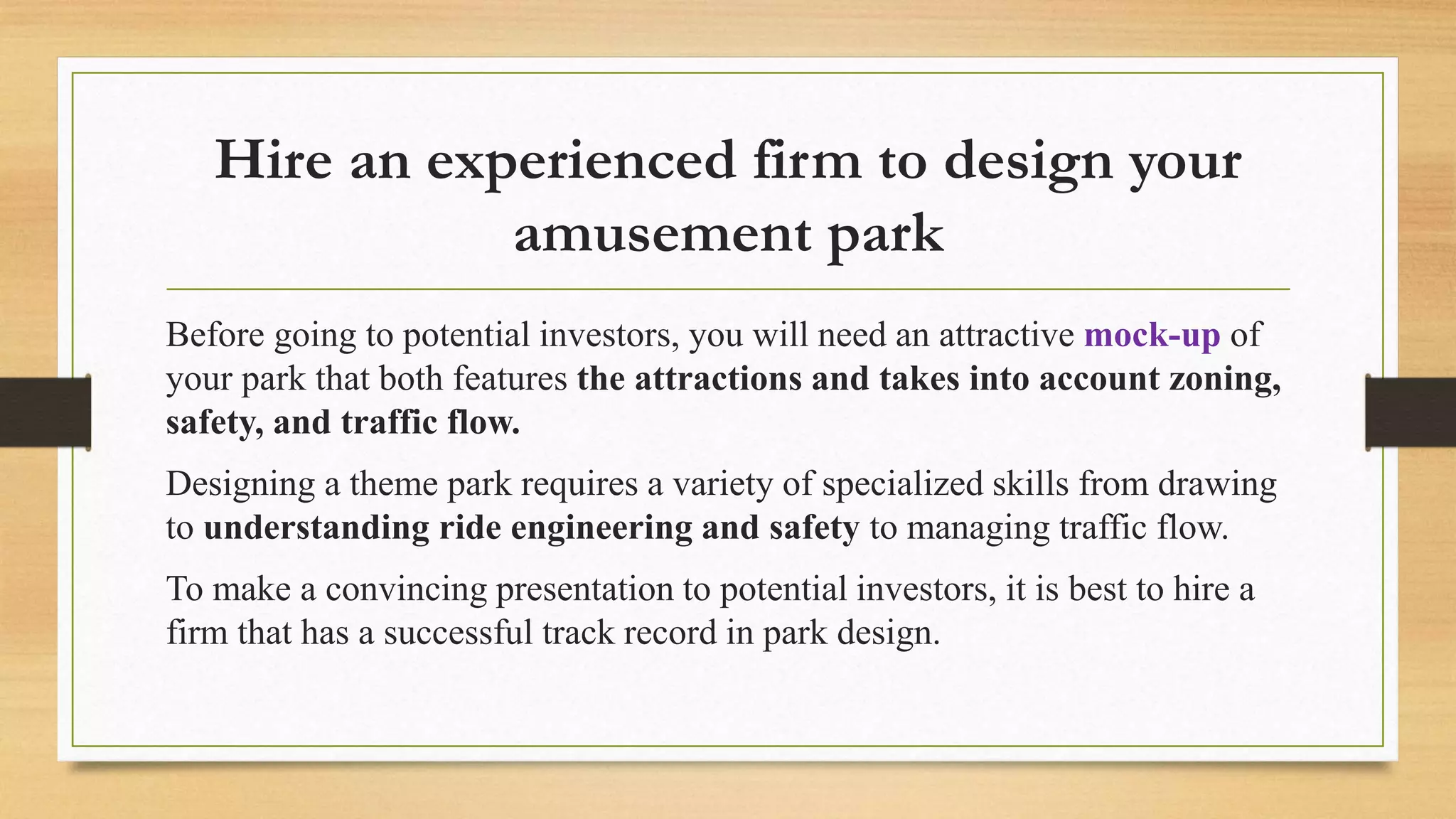 How to create an amusement park | PPTX | Amusement and Theme Parks ...