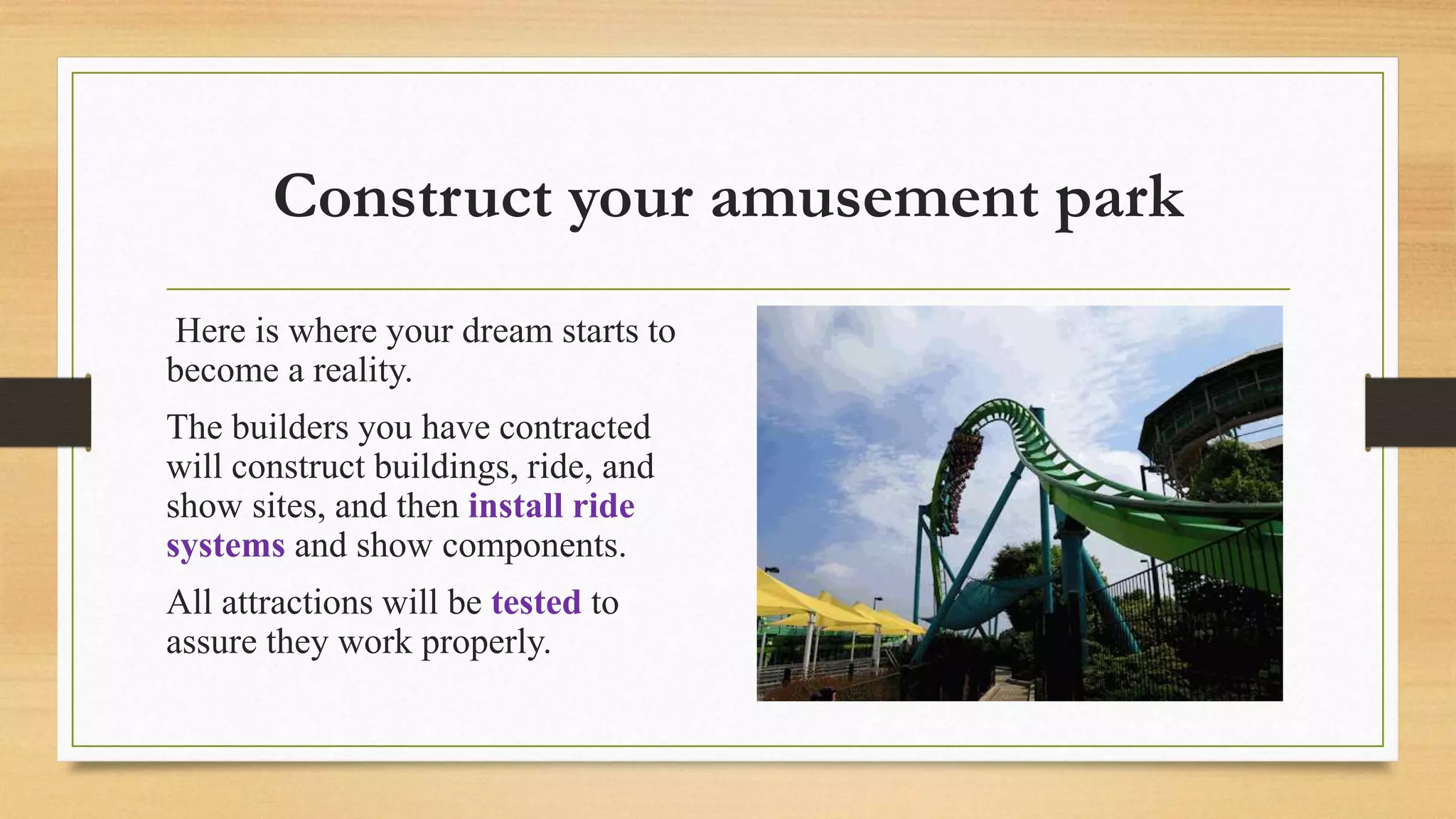 How to create an amusement park | PPTX | Amusement and Theme Parks ...