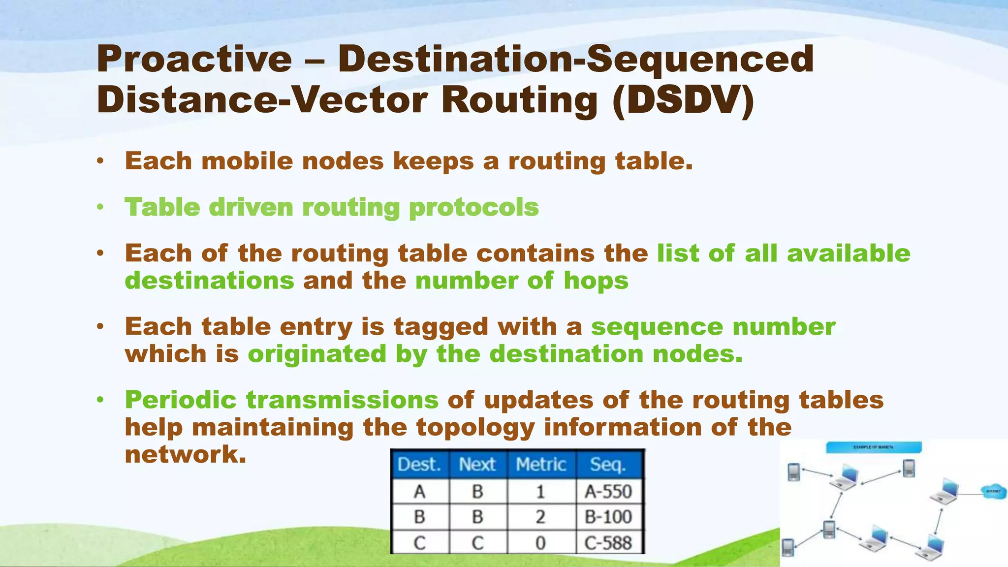Destination Sequenced Distance Vector Routing Dsdv Pptx