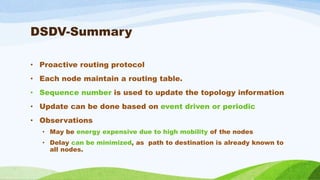 Destination Sequenced Distance Vector Routing (DSDV) | PPTX