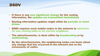 Destination Sequenced Distance Vector Routing (DSDV) | PPTX