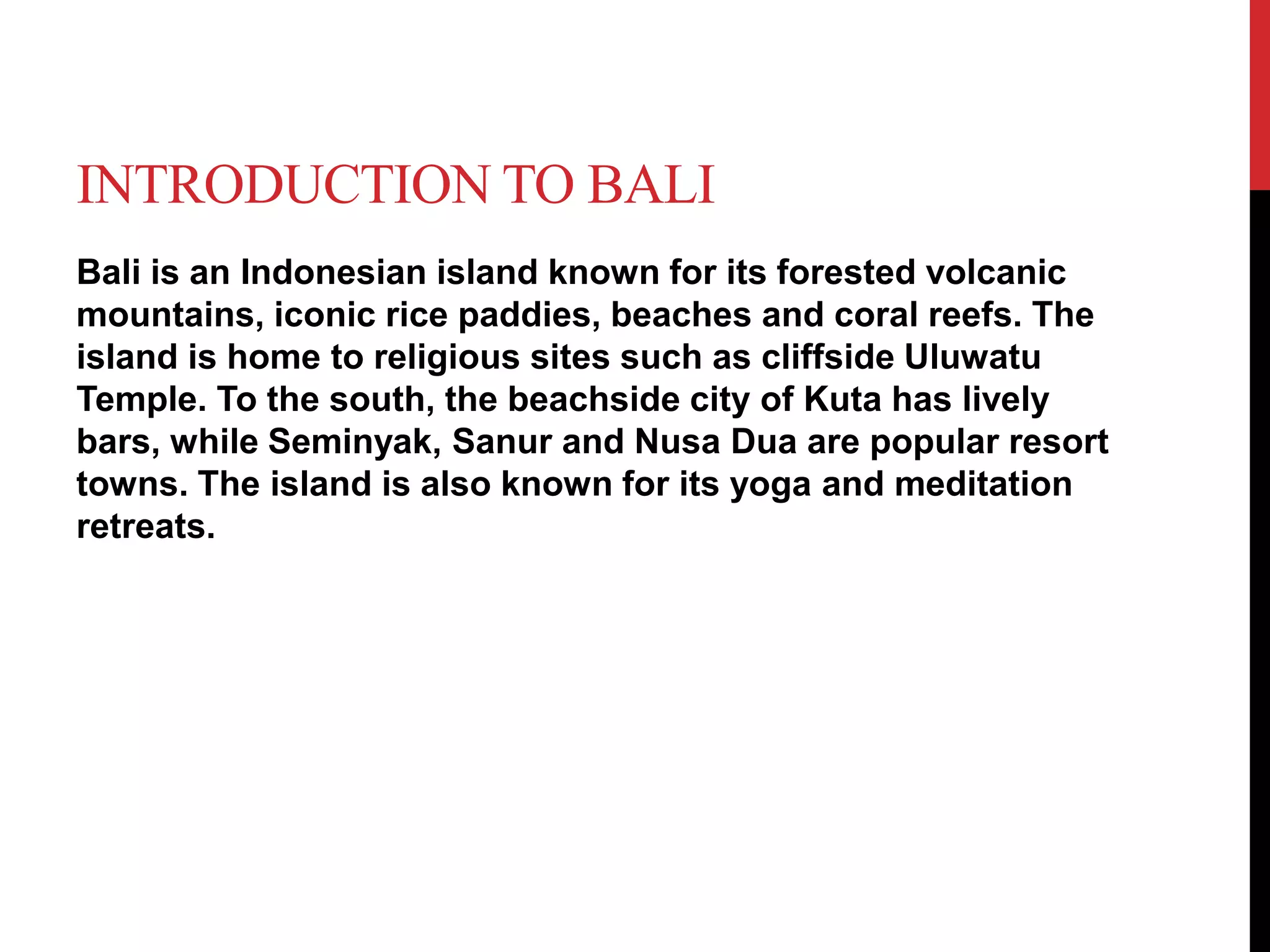 Destination to visit in Bali | PPTX