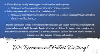 Follett Destiny Evaluation | PPT