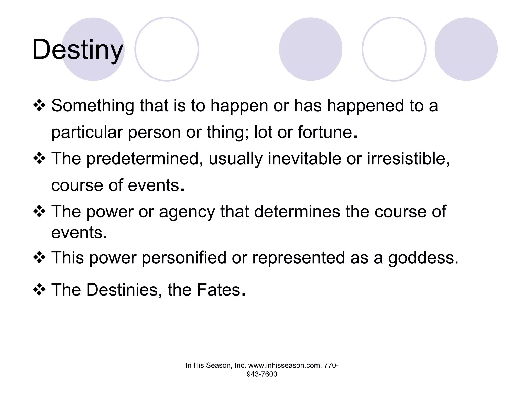Destiny and purpose1 | PDF