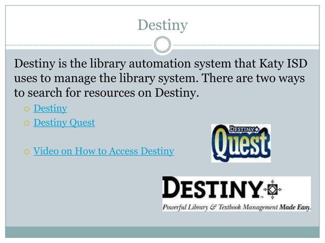 Destiny resource lists | PPT