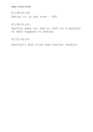 Destiny’s End Final Draft Film Treatment | PDF