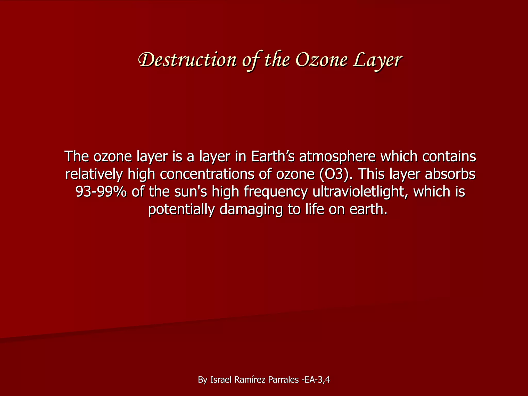 Destruction Of The Ozone Layer | PPT