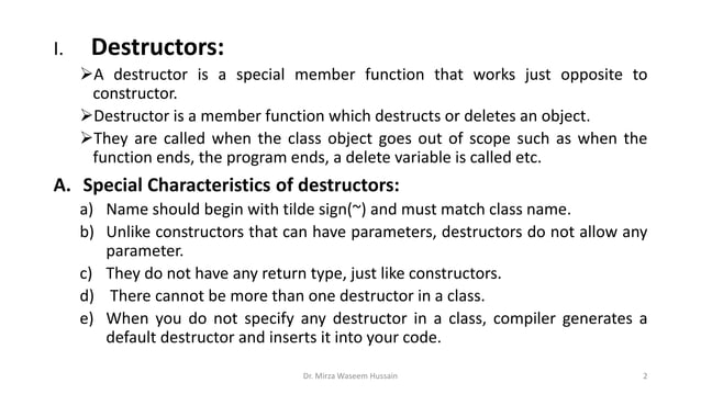 Destructors | PPT