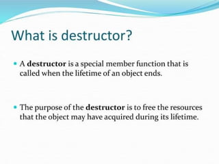 Destructors for object oriented c++ pptx | PPT
